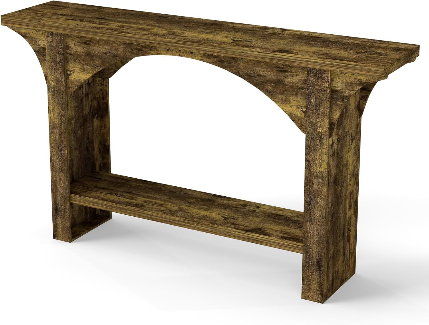 One Allium Way® Farmhouse Console Table With Arch Design, 2-Tier Narrow ...