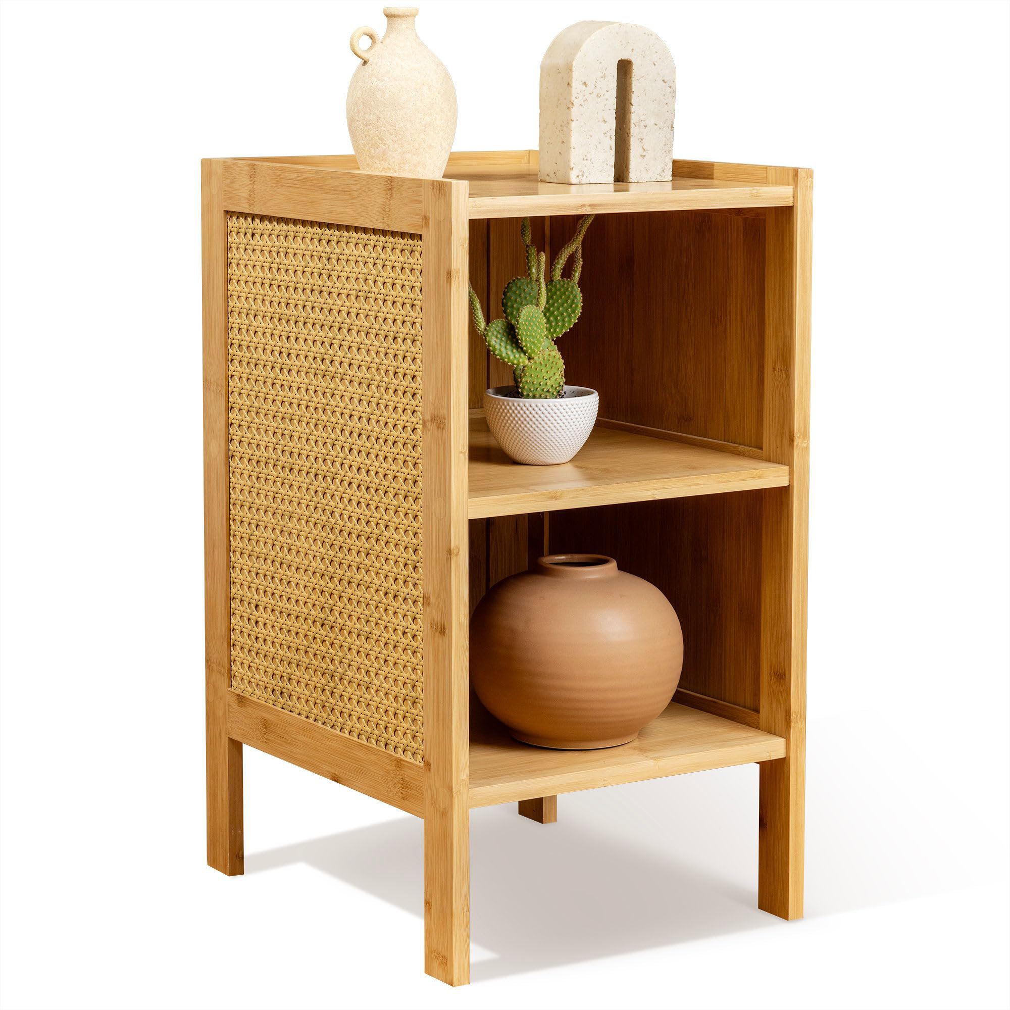 Dakota Fields 3 Tier Rattan Nightstand- Boho Side Table- Boho ...