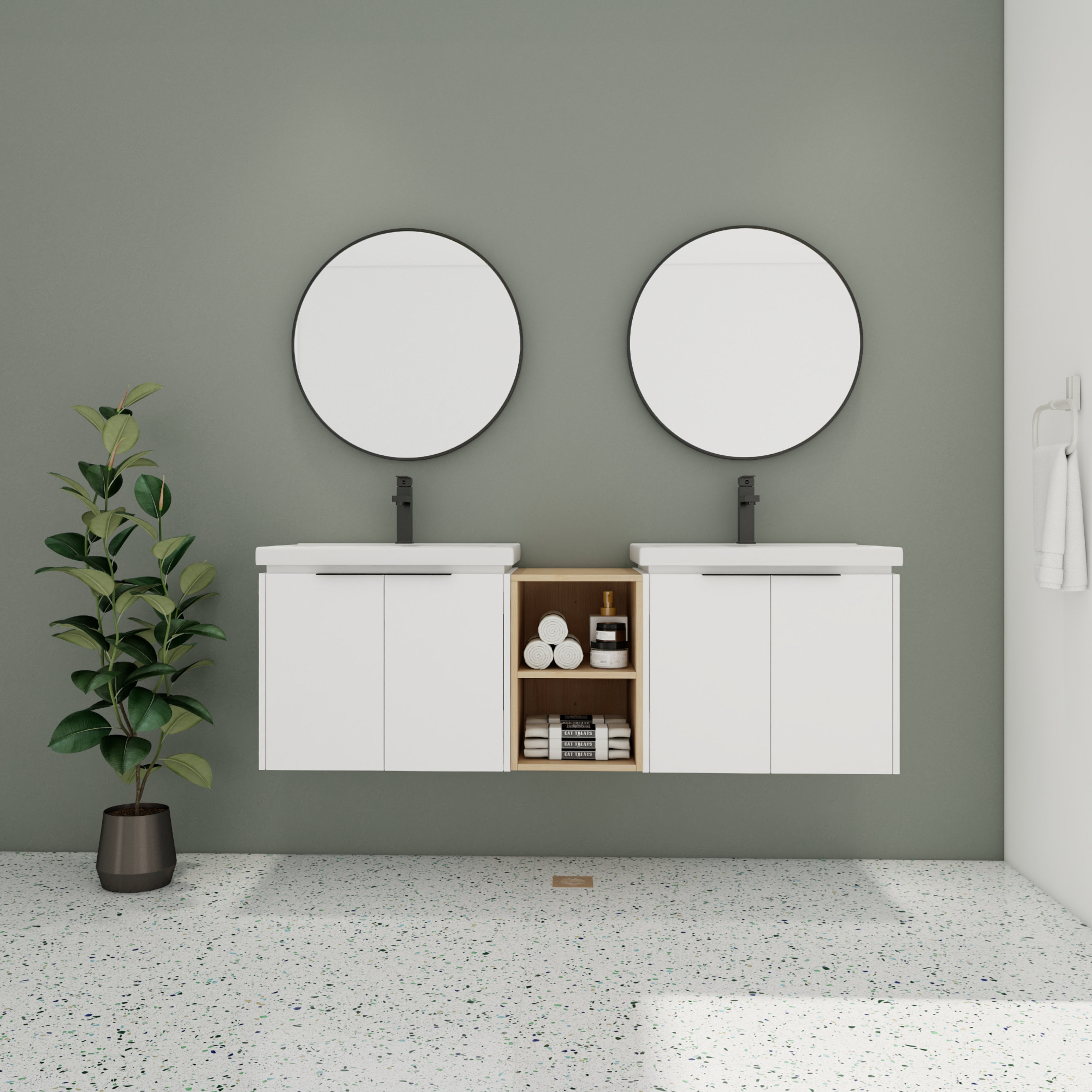 Ebern Designs Keryl 60.07'' Double Bathroom Vanity with Stone Top | Wayfair