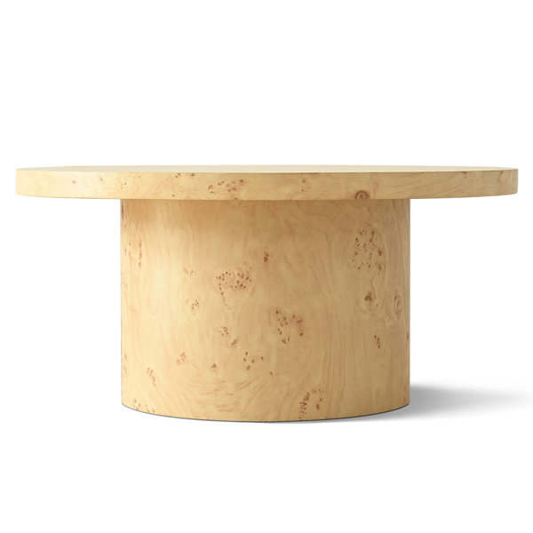 Millwood Pines Domian Burl Wood 40" Round Pedestal Coffee Table ...