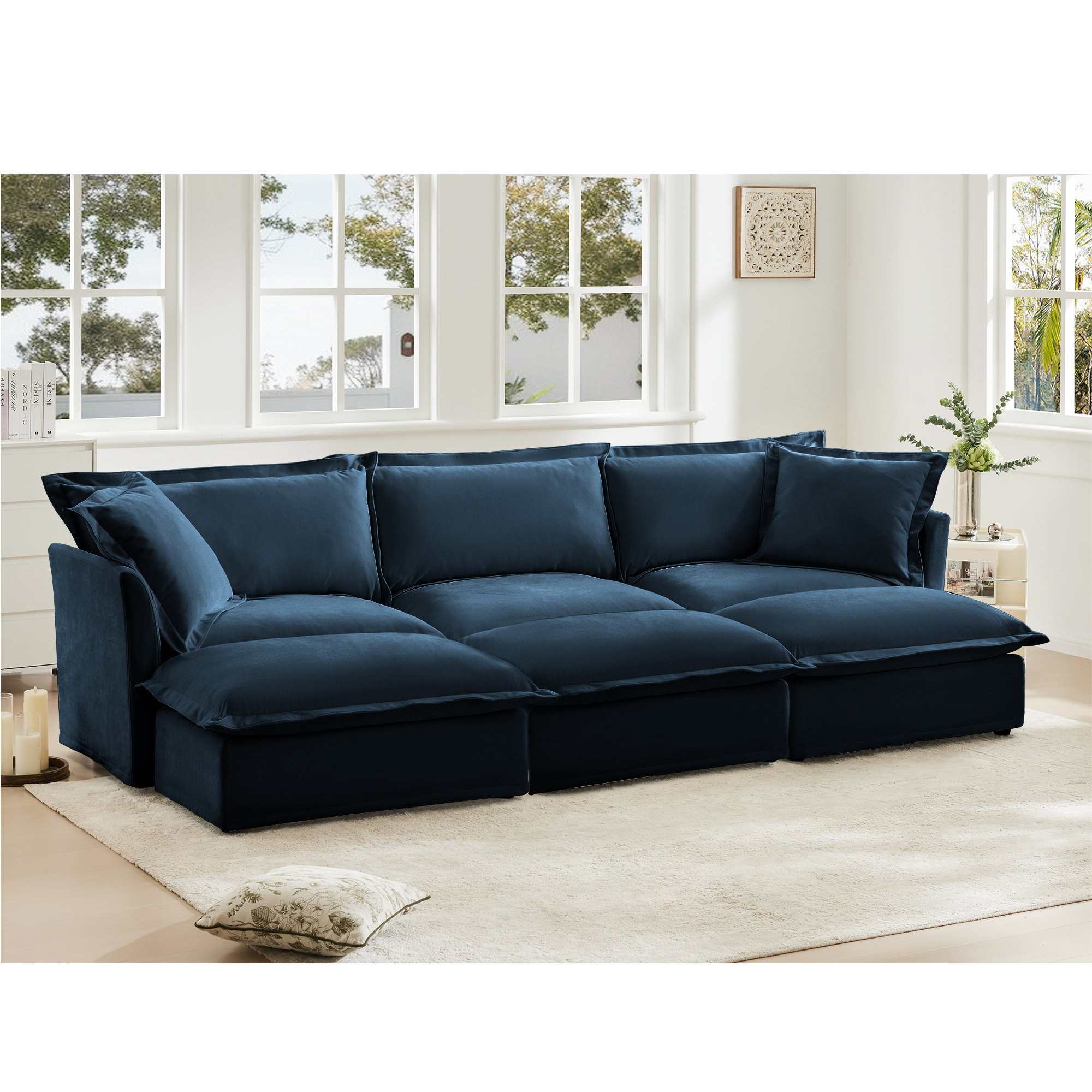 Hokku Designs Modern Comfy Chenille 3-seat Slipcovered Sofa, Elegant ...