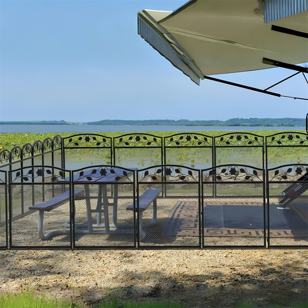 UNHO Outdoor 31.5" Tall Metal Garden Fence With 5 Panels & Reviews ...