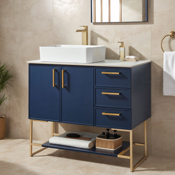 Mercer41 36'' Blue Modern Free-Standing Single Bathroom Vanity Set ...