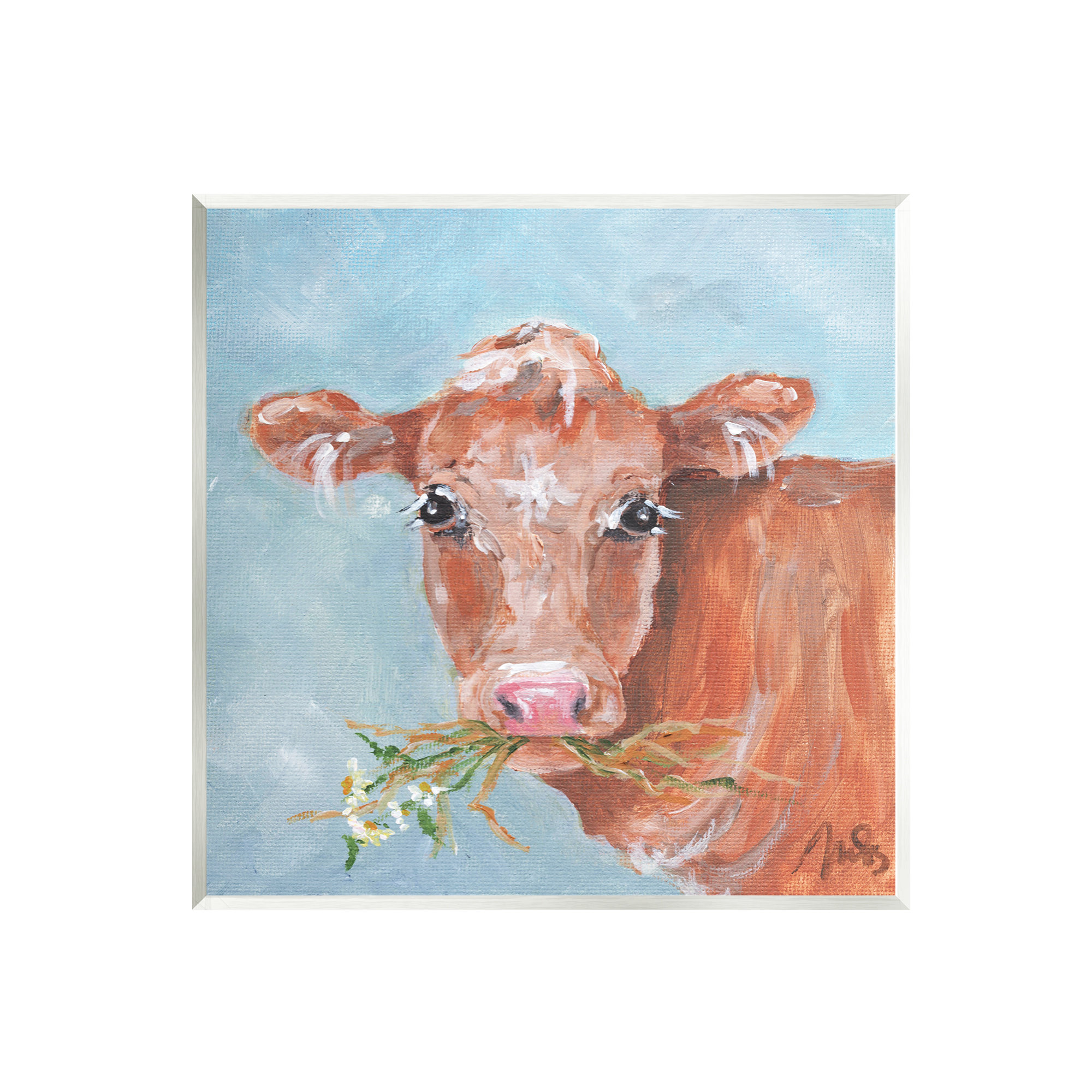 Stupell Industries Cattle With Herb Sprigs Portrait Wall Plaque Art By ...