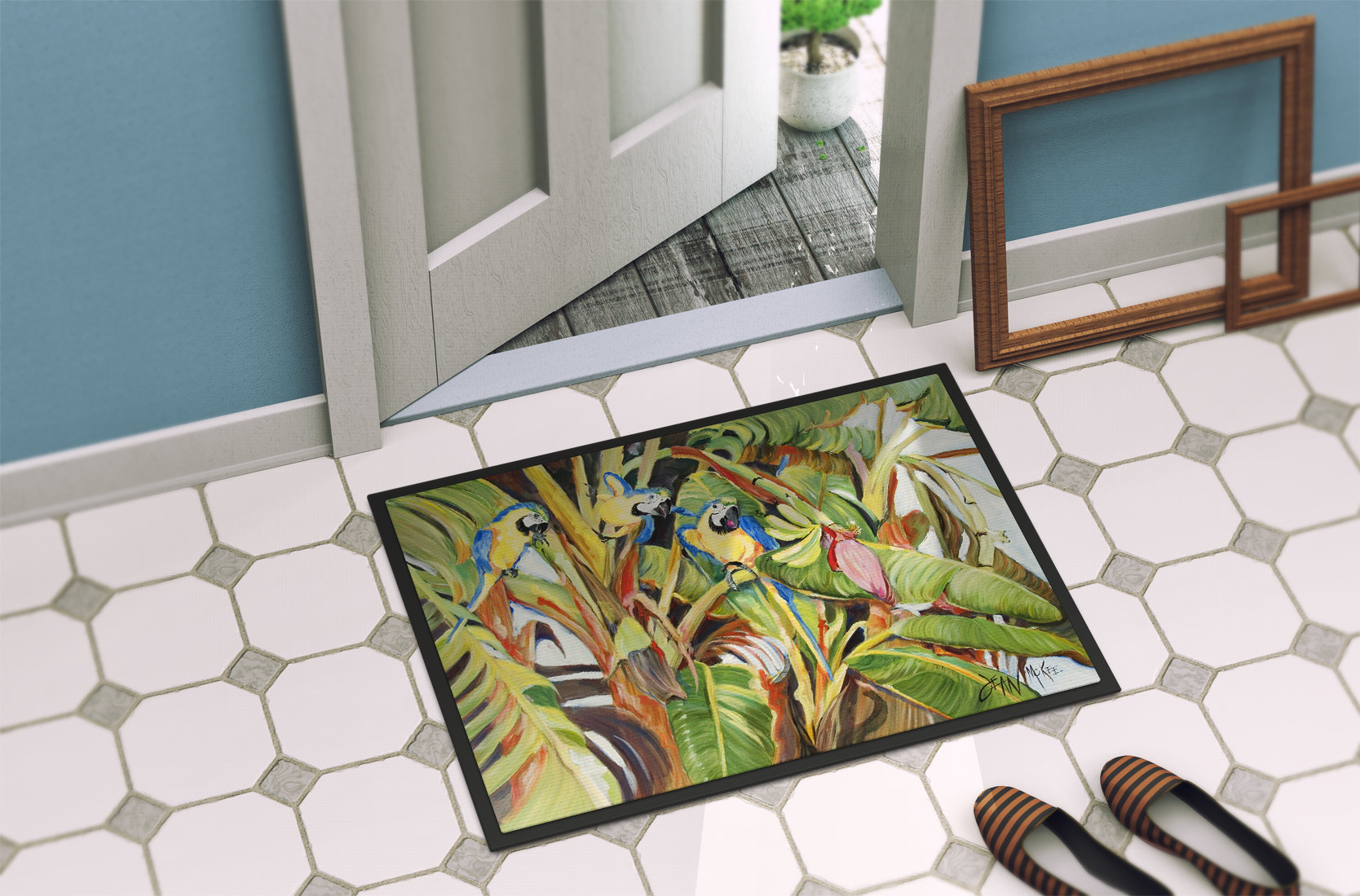 Bay Isle Home™ Enloe Three Parrots Non-Slip Indoor Door Mat | Wayfair