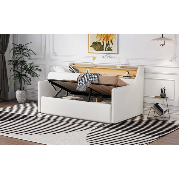 Brayden Studio® Upholstered Daybed With Hydraulic Storage, Lift Up ...