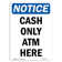 SignMission OSHA Notice - Cash Only ATM Here Sign | Heavy Duty Sign Or ...