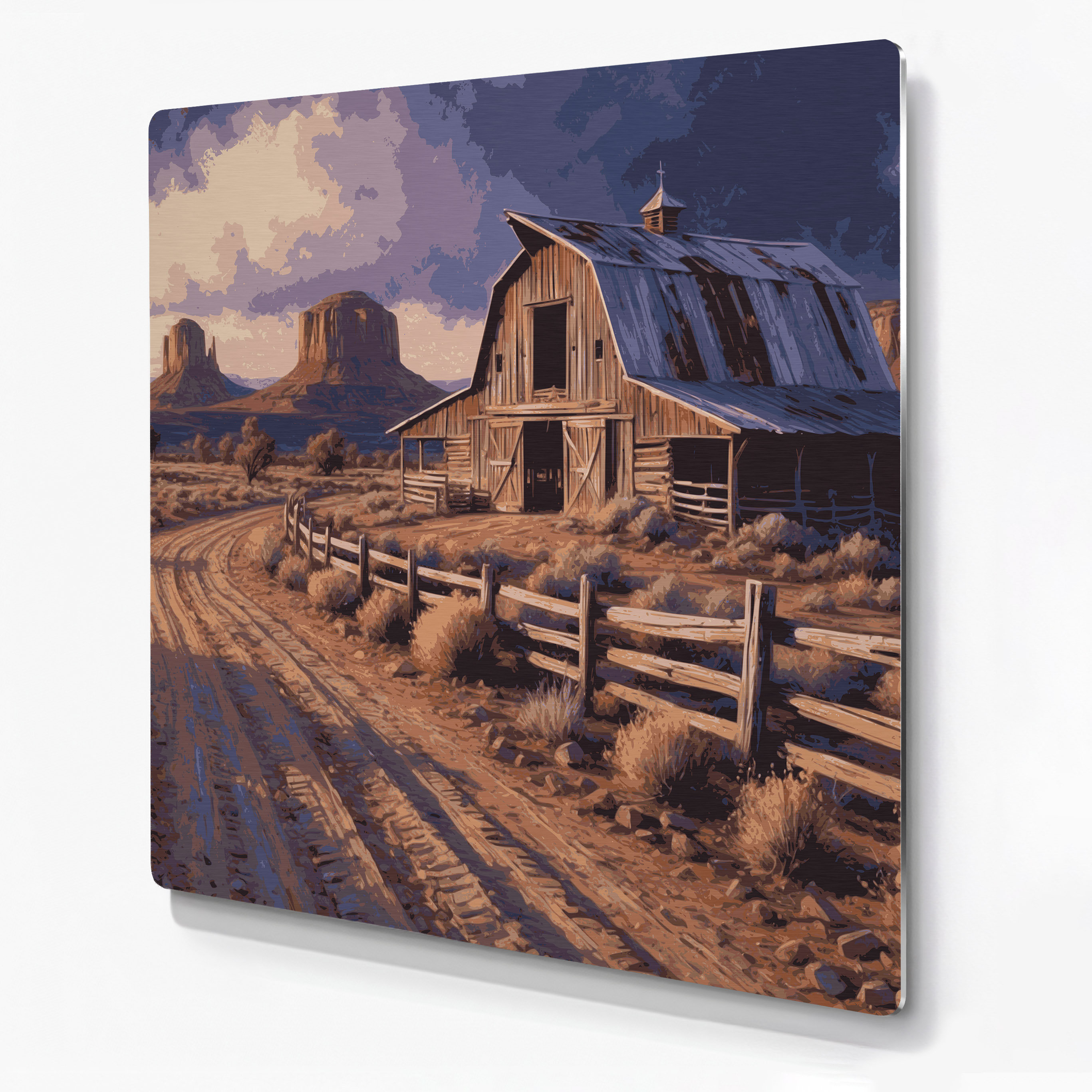 Orren Ellis Southwestern Cowboy Western Ranch 94 Purple Metal Wall Art ...