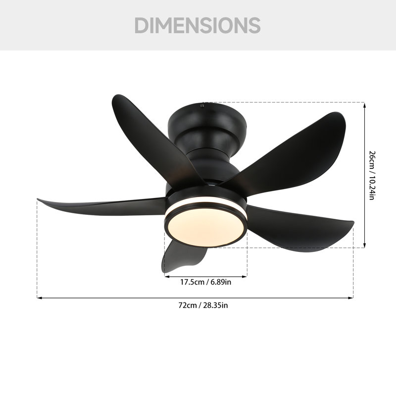 Wrought Studio™ Black Low Profile Ceiling Fans With Lights And Remote ...
