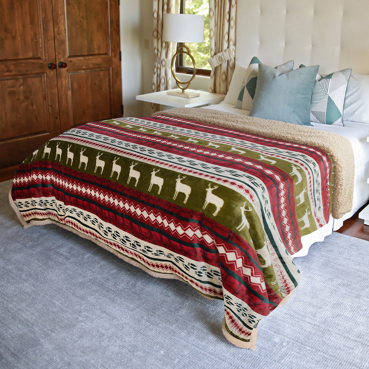 Catalonia Christmas Sherpa Throw Blanket, Xmas Theme Throws for Couch ...