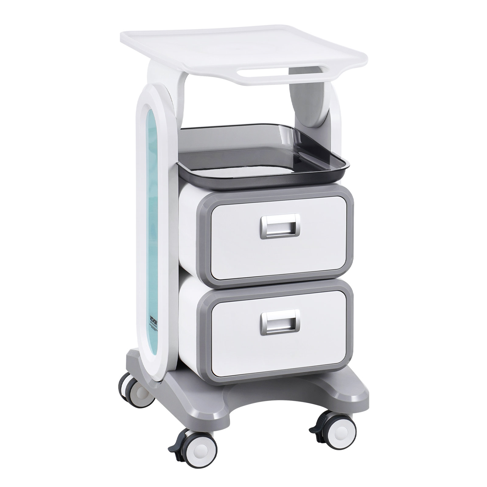 VEVOR 3 Tiers Lab Carts Mobile Medical Cart with 2 Drawers & 1 Top Tray ...