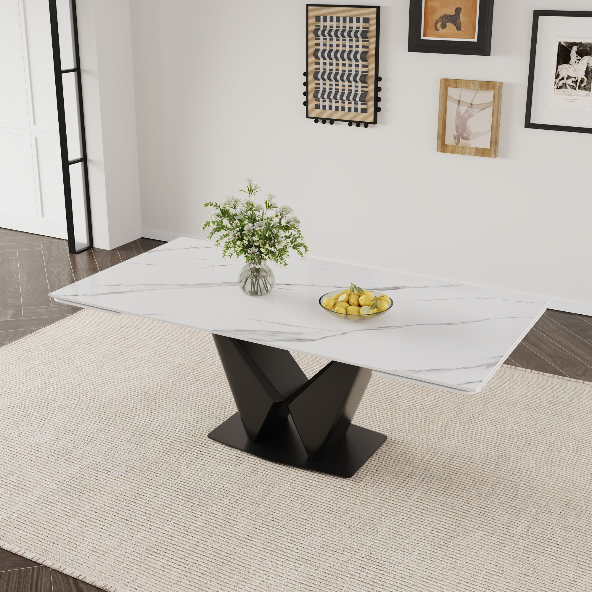 Ivy Bronx Modern White And Black Dining Table | Wayfair