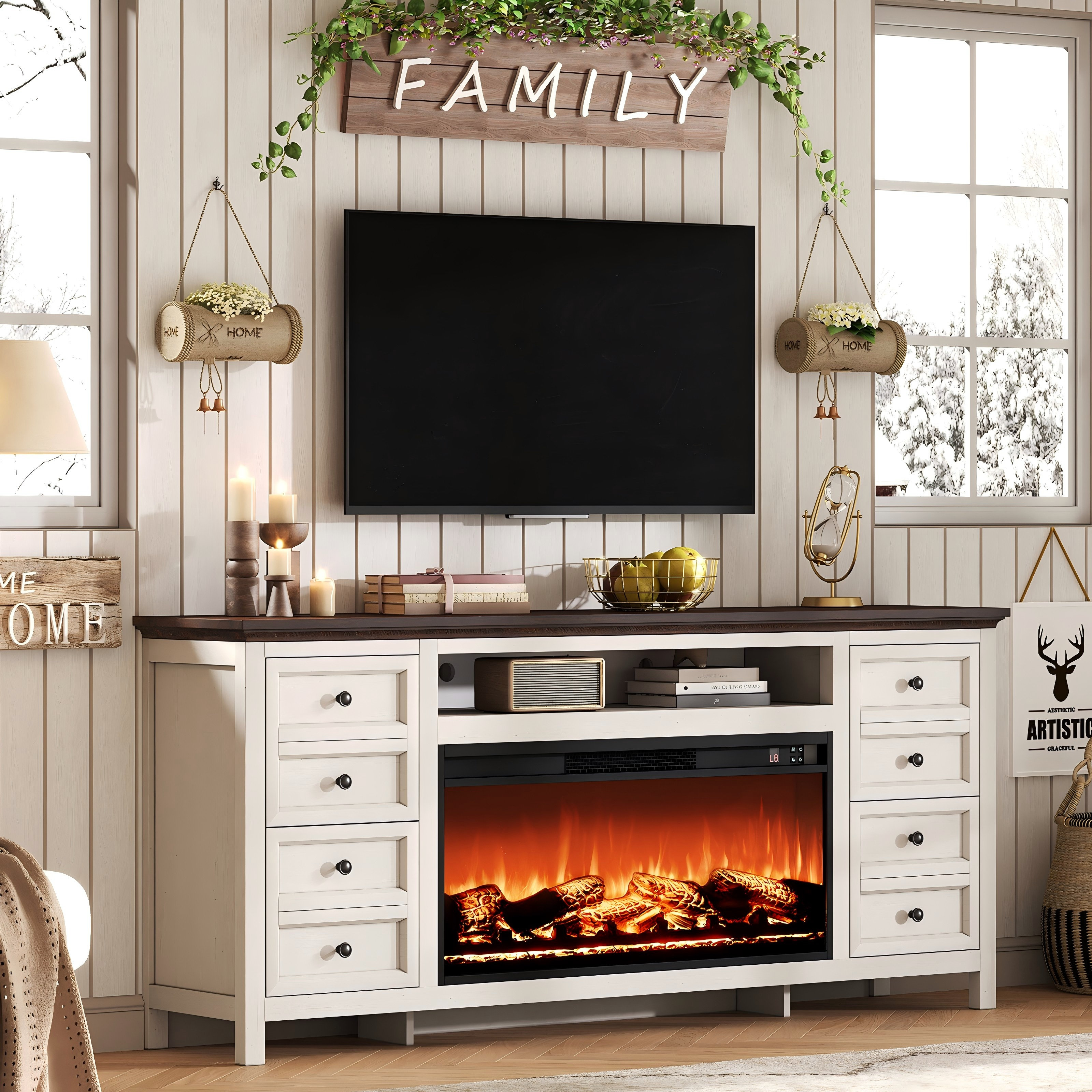Alcott Hill® 70" Fireplace TV Stand with 4 Drawers & Reviews | Wayfair