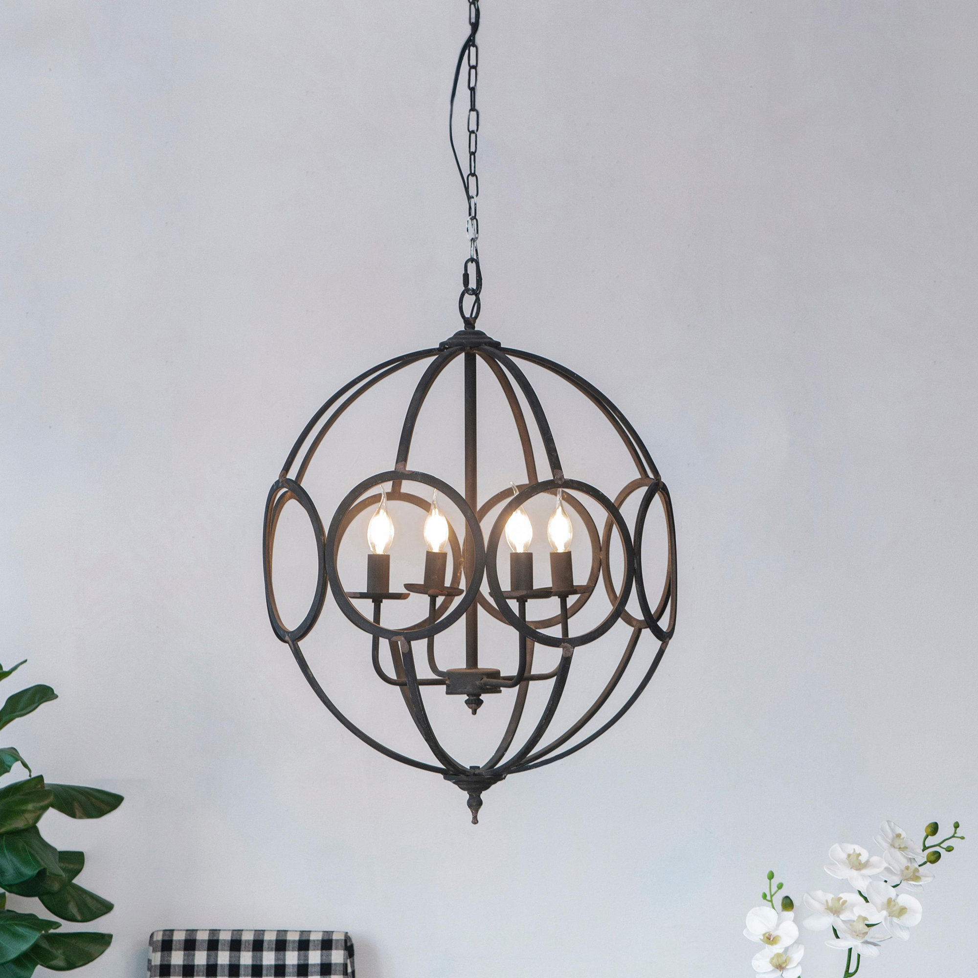 Astoria Grand 4 - Light Metal Chandelier, Hanging Light Fixture with ...