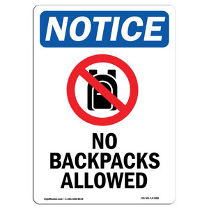 SignMission No Backpacks Allowed Sign with Symbol | Wayfair
