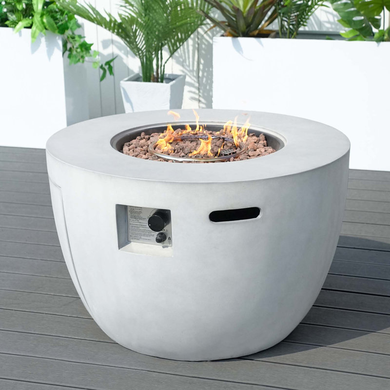 Brayden Studio® 23.8'' H x 36'' W Concrete Propane Outdoor Fire Pit ...