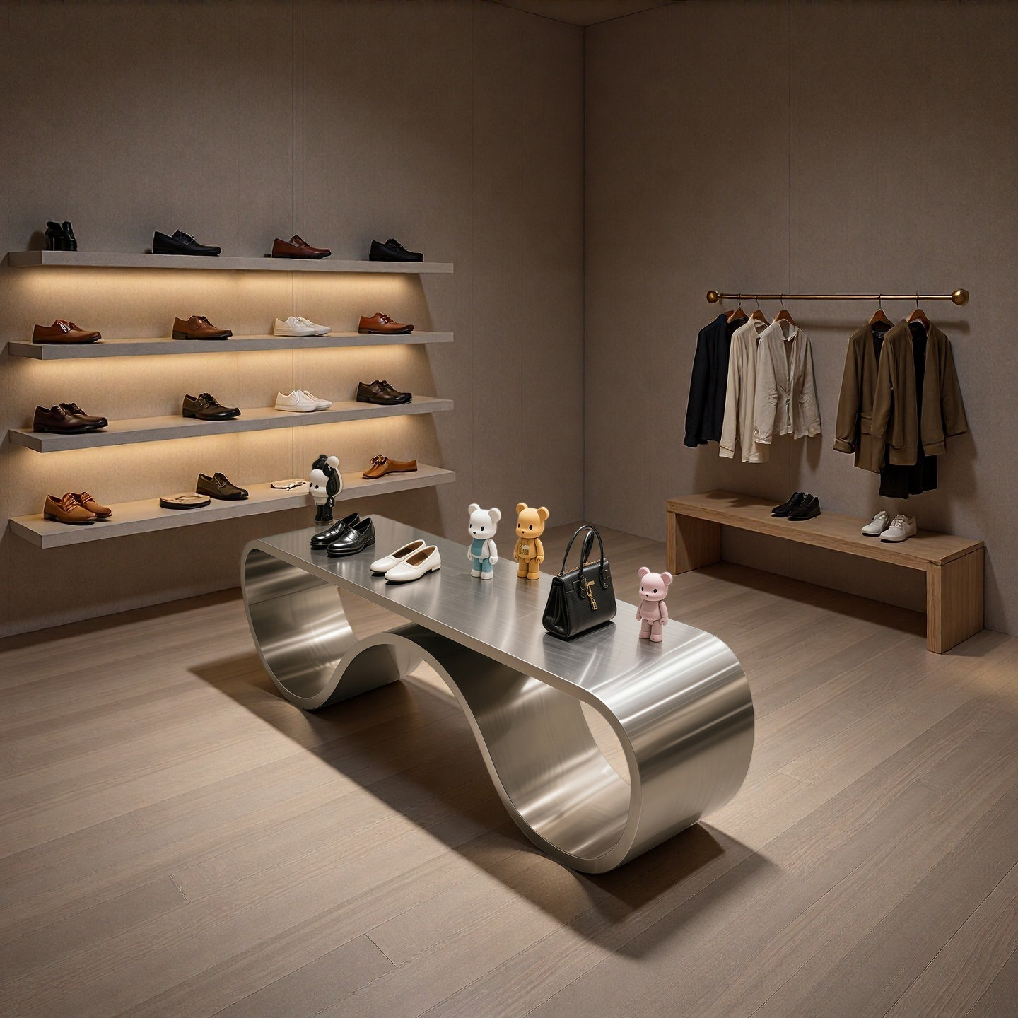 Orren Ellis Stainless steel display table for clothing store | Wayfair