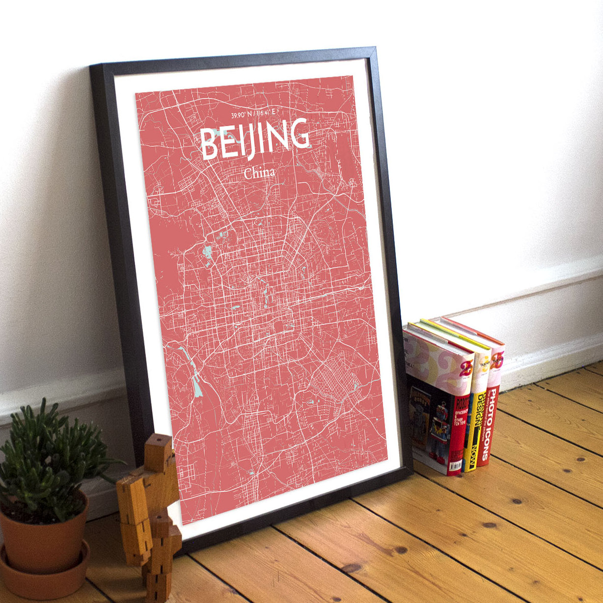 Wrought Studio™ 'Beijing City Map' Graphic Art Print Poster in Maritime ...