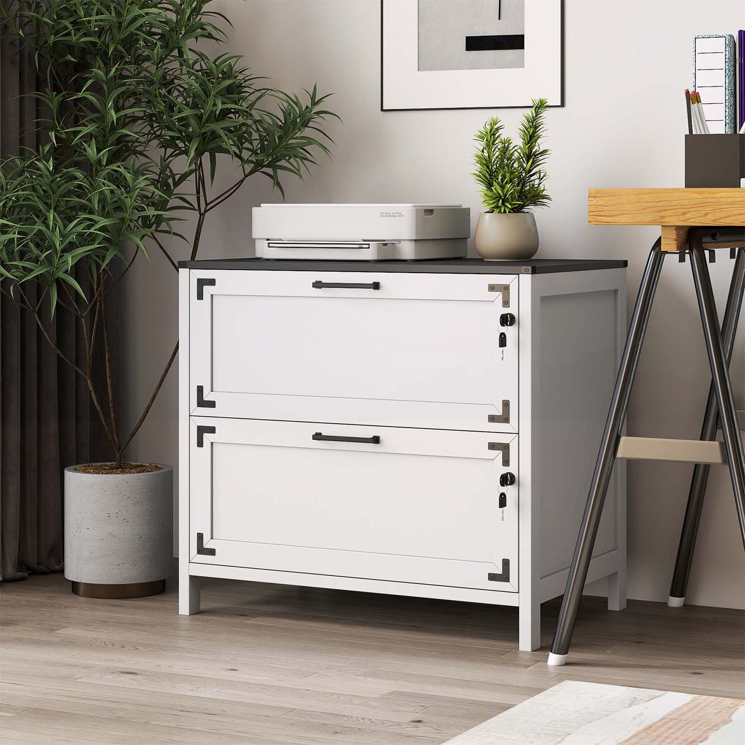 SAIBAIYEE 2 Drawer Farmhouse Filing Cabinet with Lock for Home Office ...