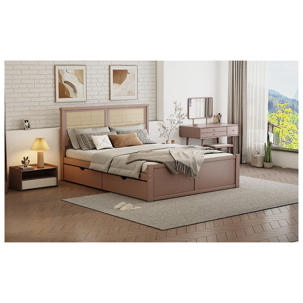 Bayou Breeze Wood Storage Platform Bed With 4 Drawers | Wayfair
