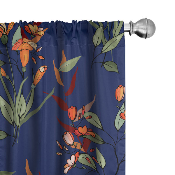 East Urban Home Retro Floral Curtains Wild Flowers Garden Pair 427802 ...