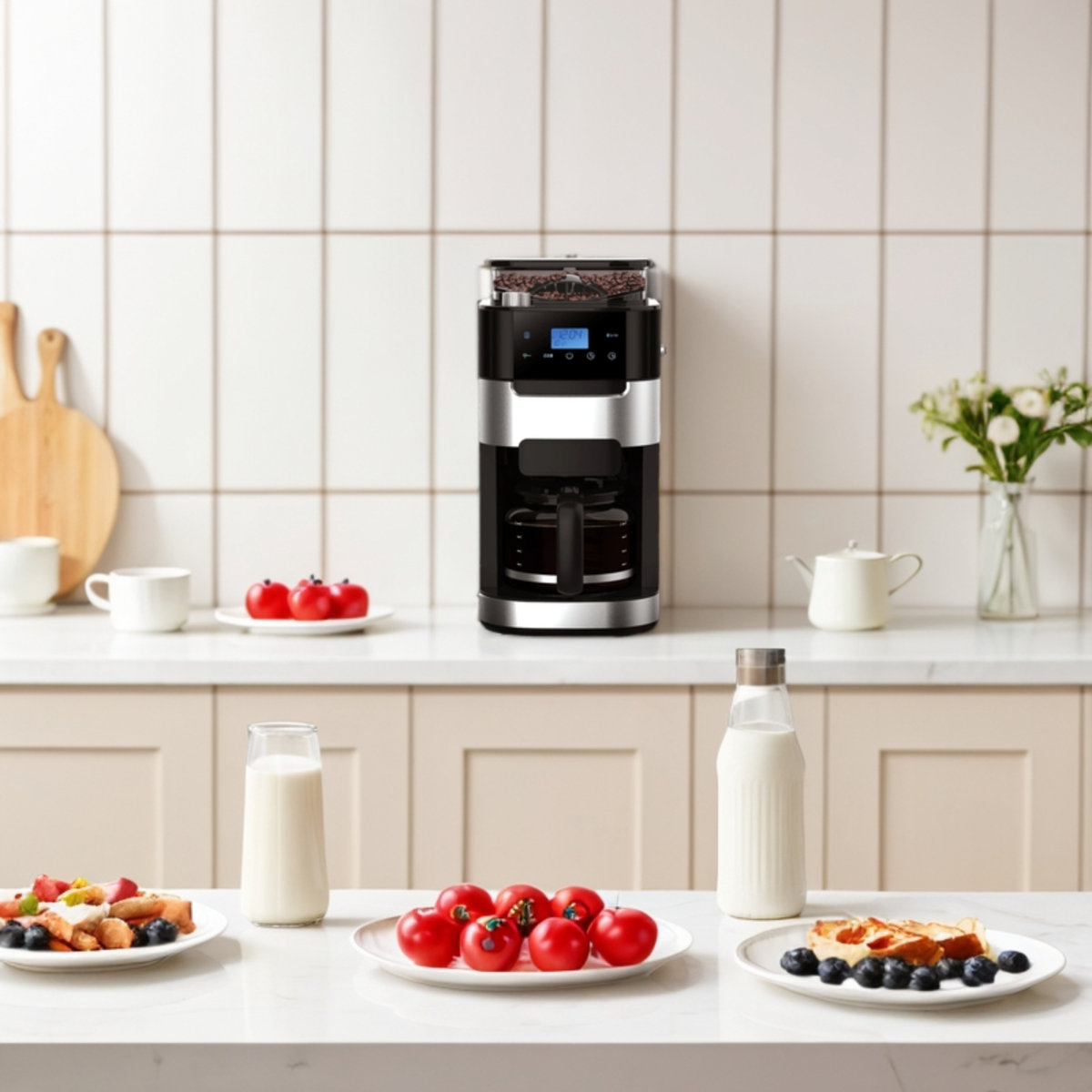 Cowsar 10-cup Drip Espresso Machine With Built-in Grinder, 24-hour ...