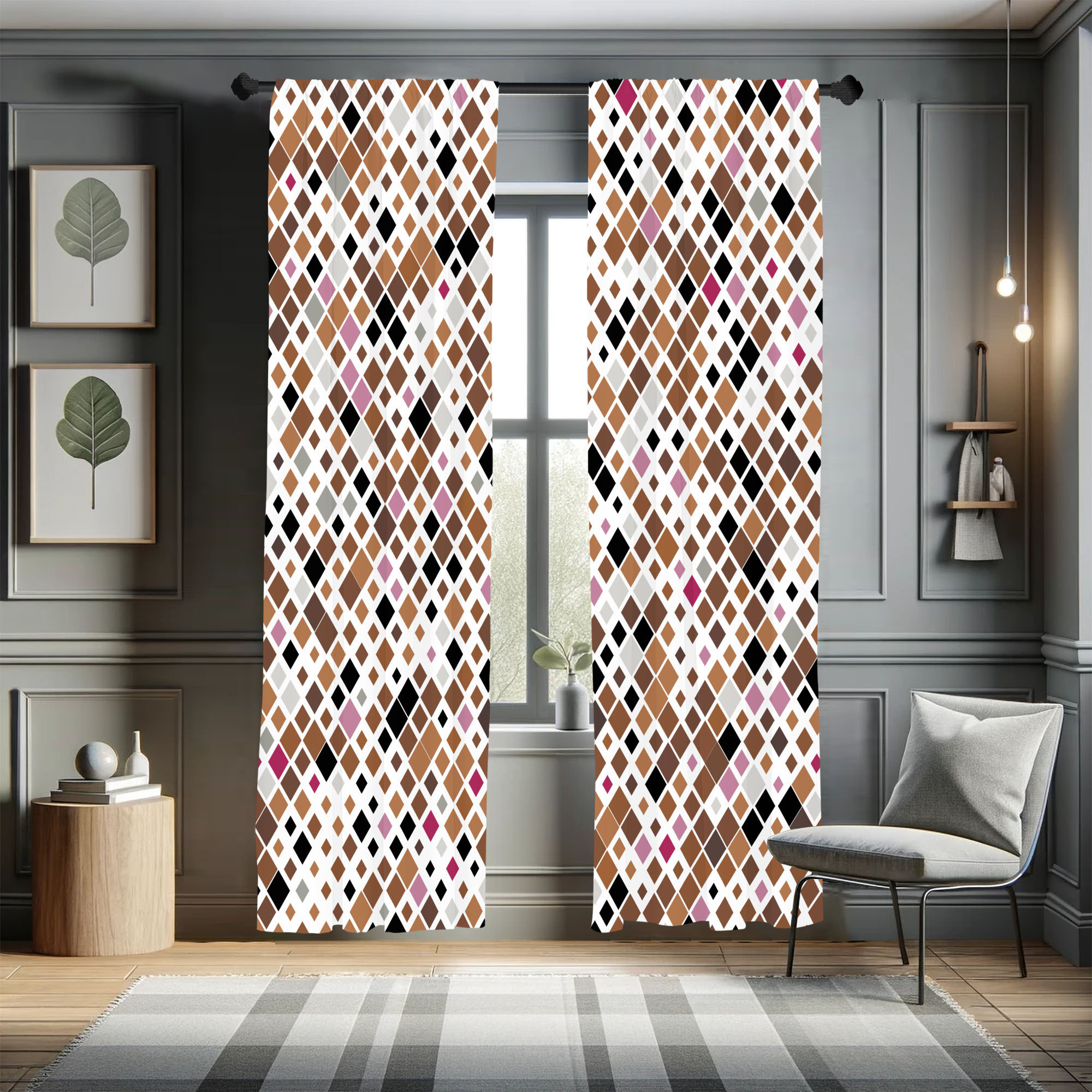 George Oliver Ethnic Curtains, Pattern of Abstract Squares | Wayfair