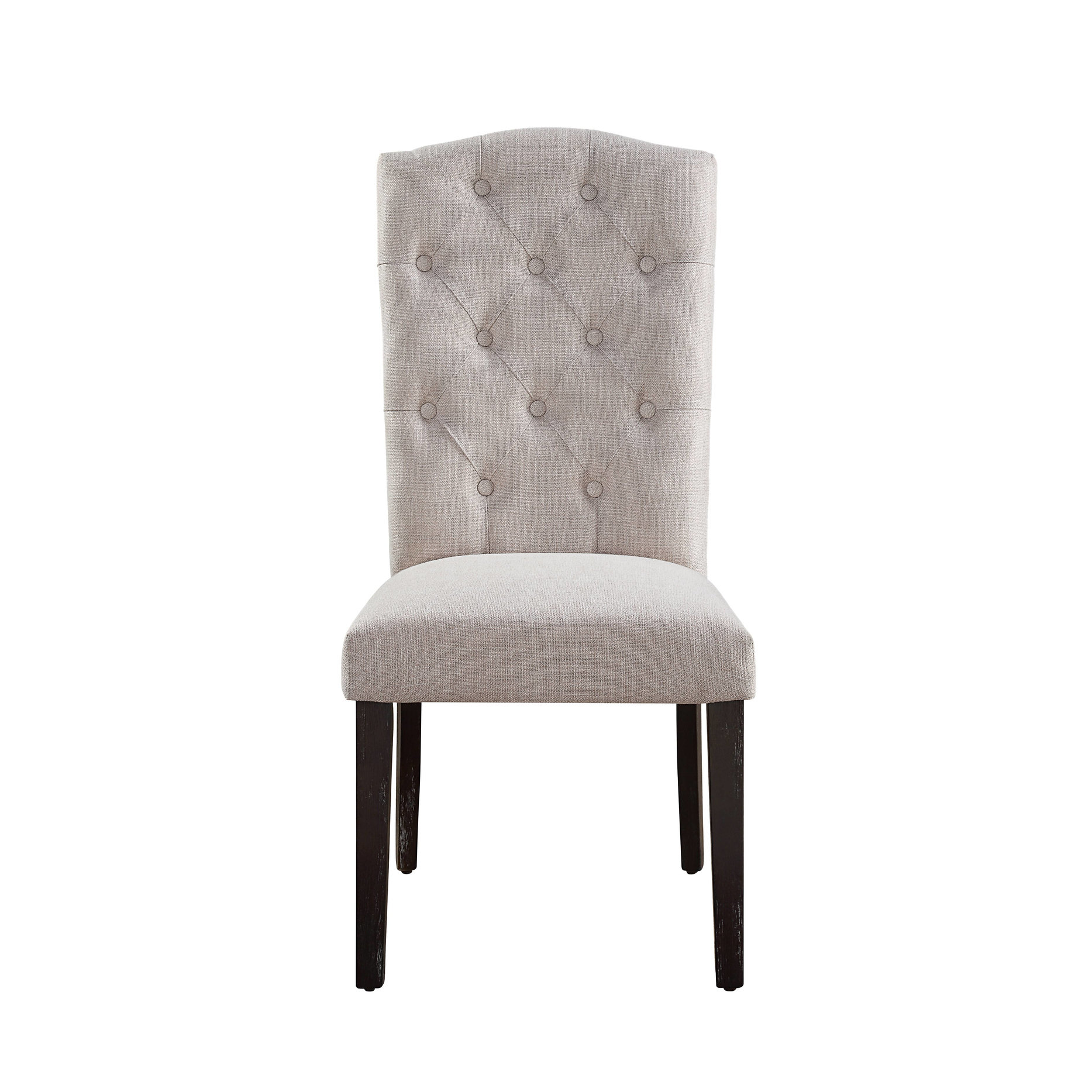Wildon Home® Beige Linen & Weathered Dining Chairs (2 Chairs) - Foam ...
