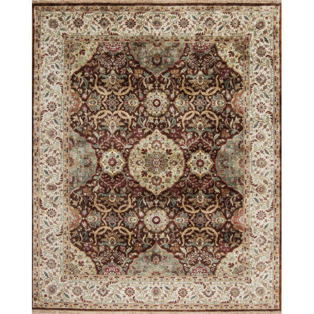 Samad Rugs Silver Screen Oriental Hand-Knotted Wool Sage/Bone Area Rug ...