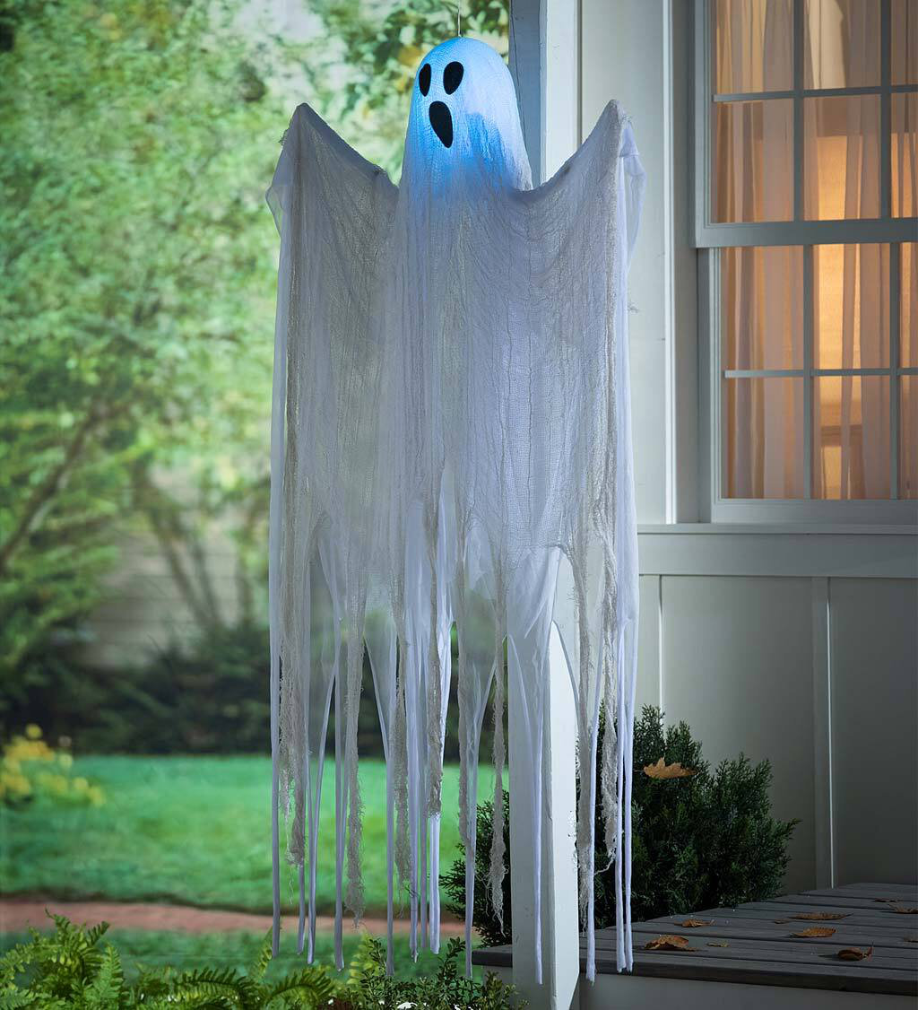 The Twillery Co. 60"H Hanging Ghost With Outdoor Safe Colour-Changing ...