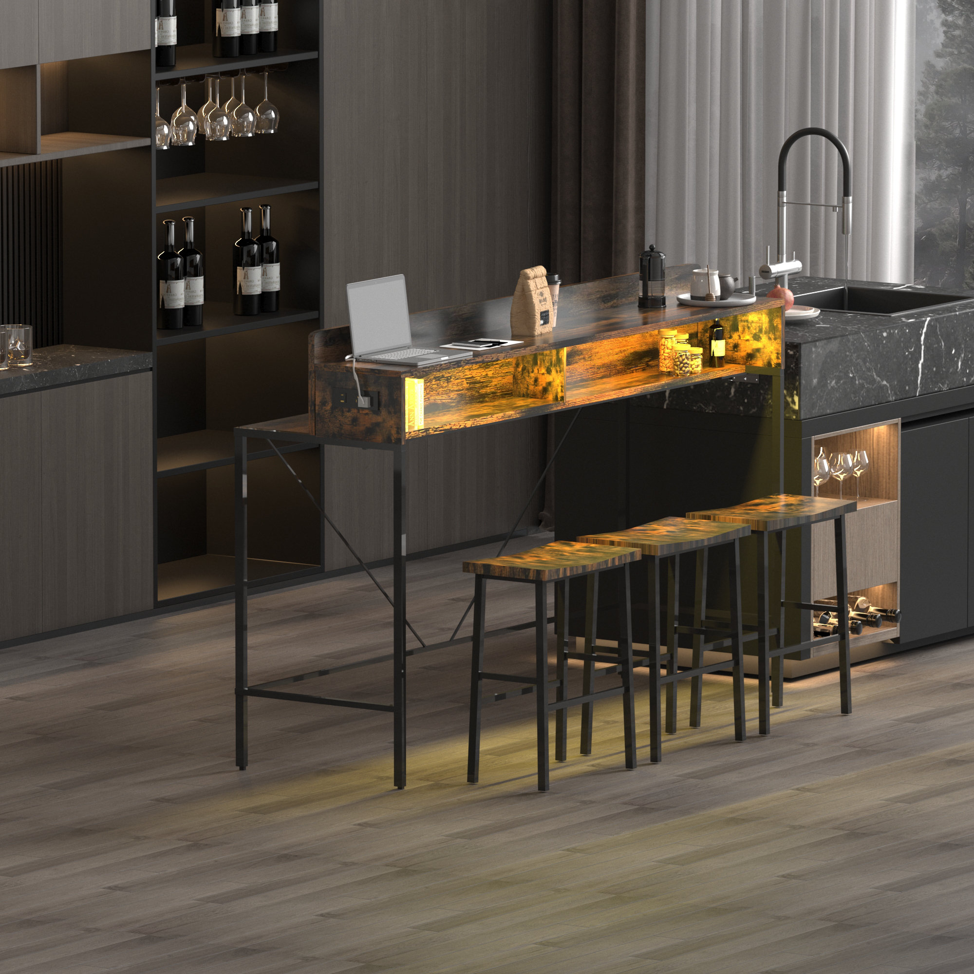 Ivy Bronx 59 inch bar table, dining table, sofa table with power socket ...