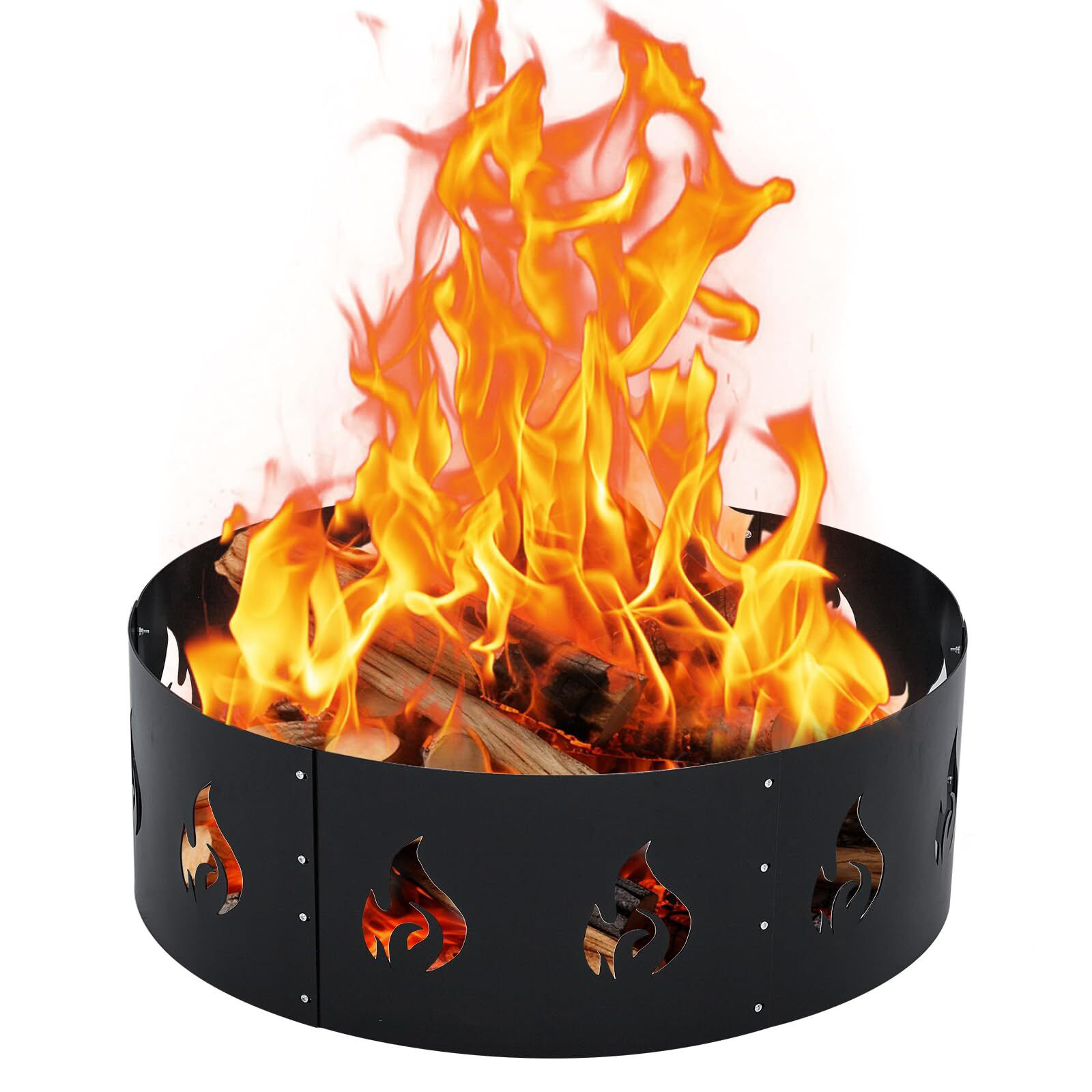 Zstar 36" Round Fire Ring, Heavy-Duty 2.5Mm Thick Steel Metal Rim ...