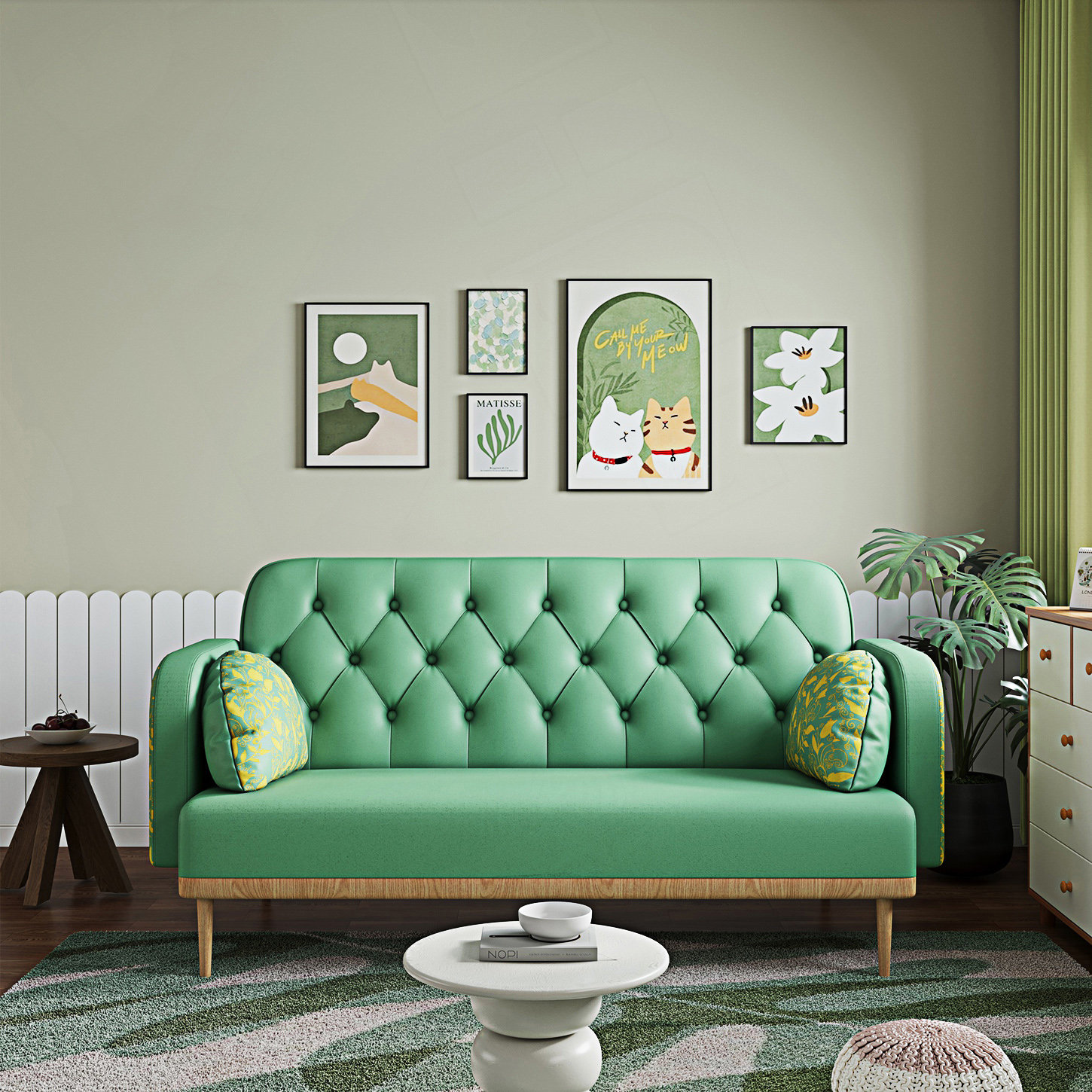 Latitude Run® Loveseat Sofa With Tulip Pattern, Modern Upholstered Two ...