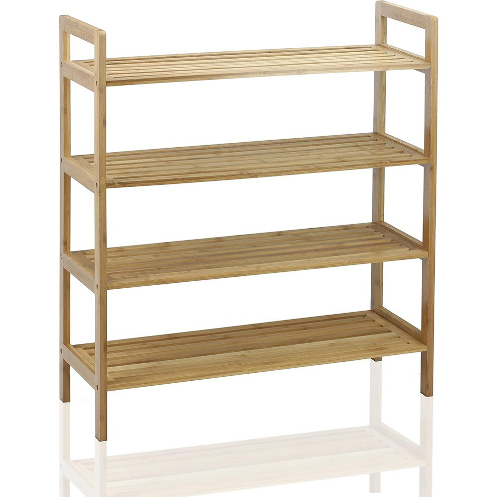 17 Stories 4-tier Bamboo, Natural Shoe Rack, Medium | Wayfair