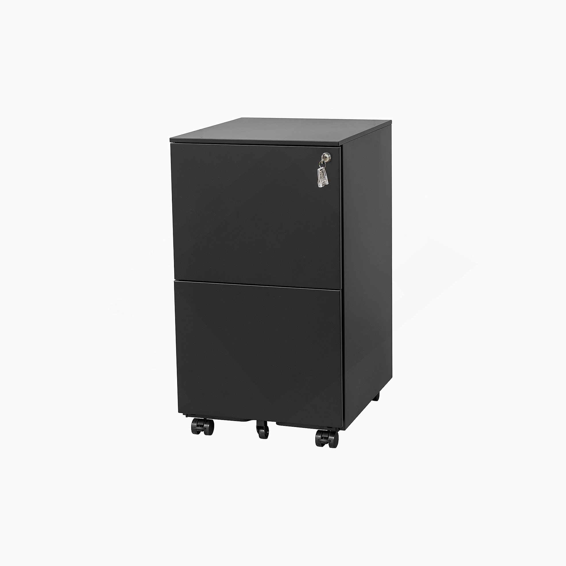 Inbox Zero 2 Drawer File Cabinet With Lock, Steel Mobile Filing Cabinet ...