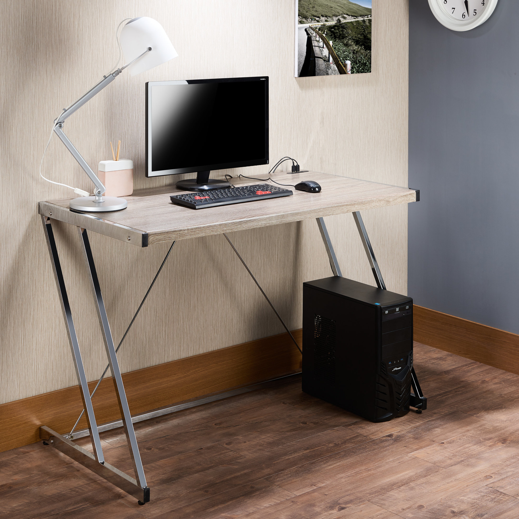 Latitude Run® Finis Writing Desk With Weathered Oak & - Elegant ...