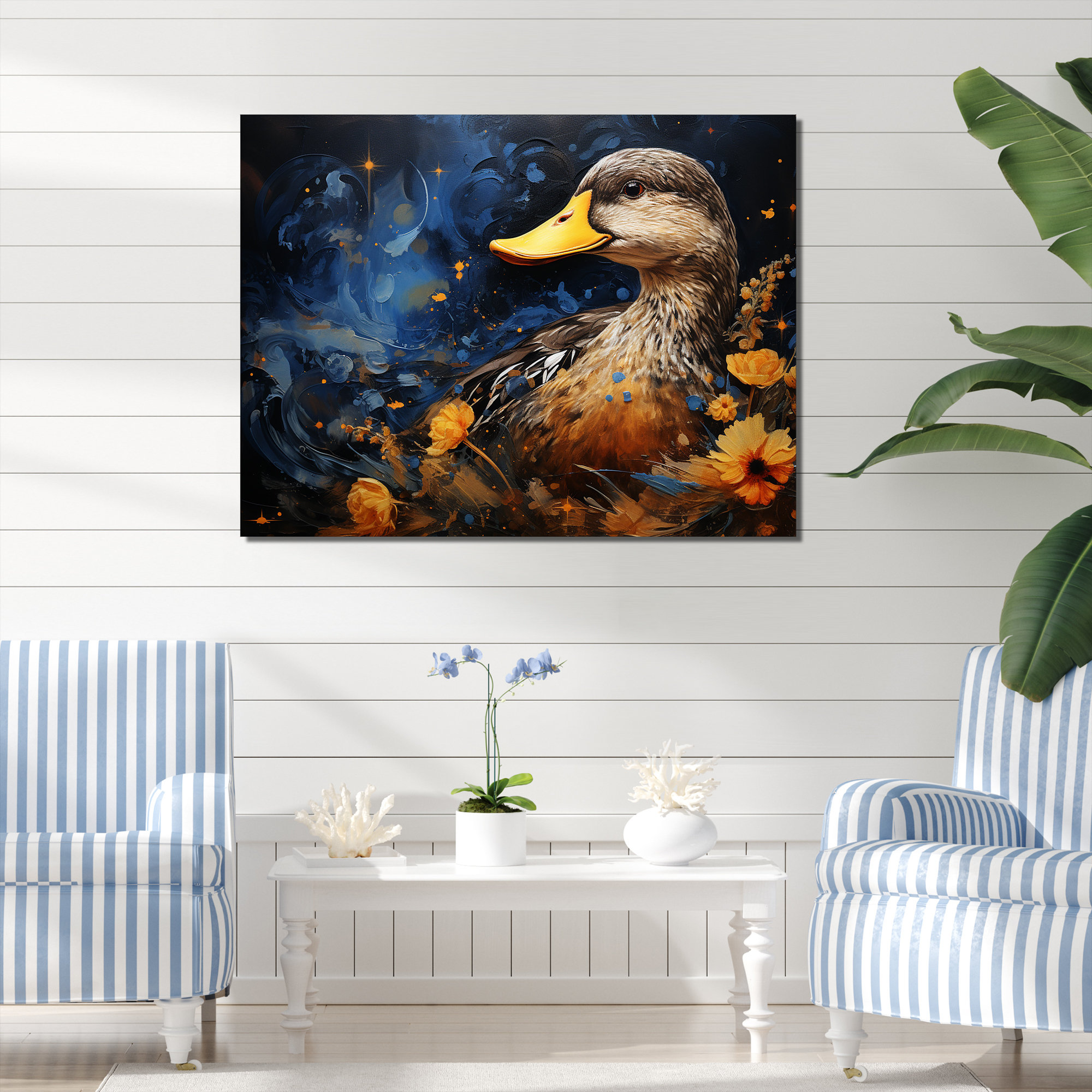 August Grove® Baroque blue Duck elegance II - Duck Wall Art | Wayfair