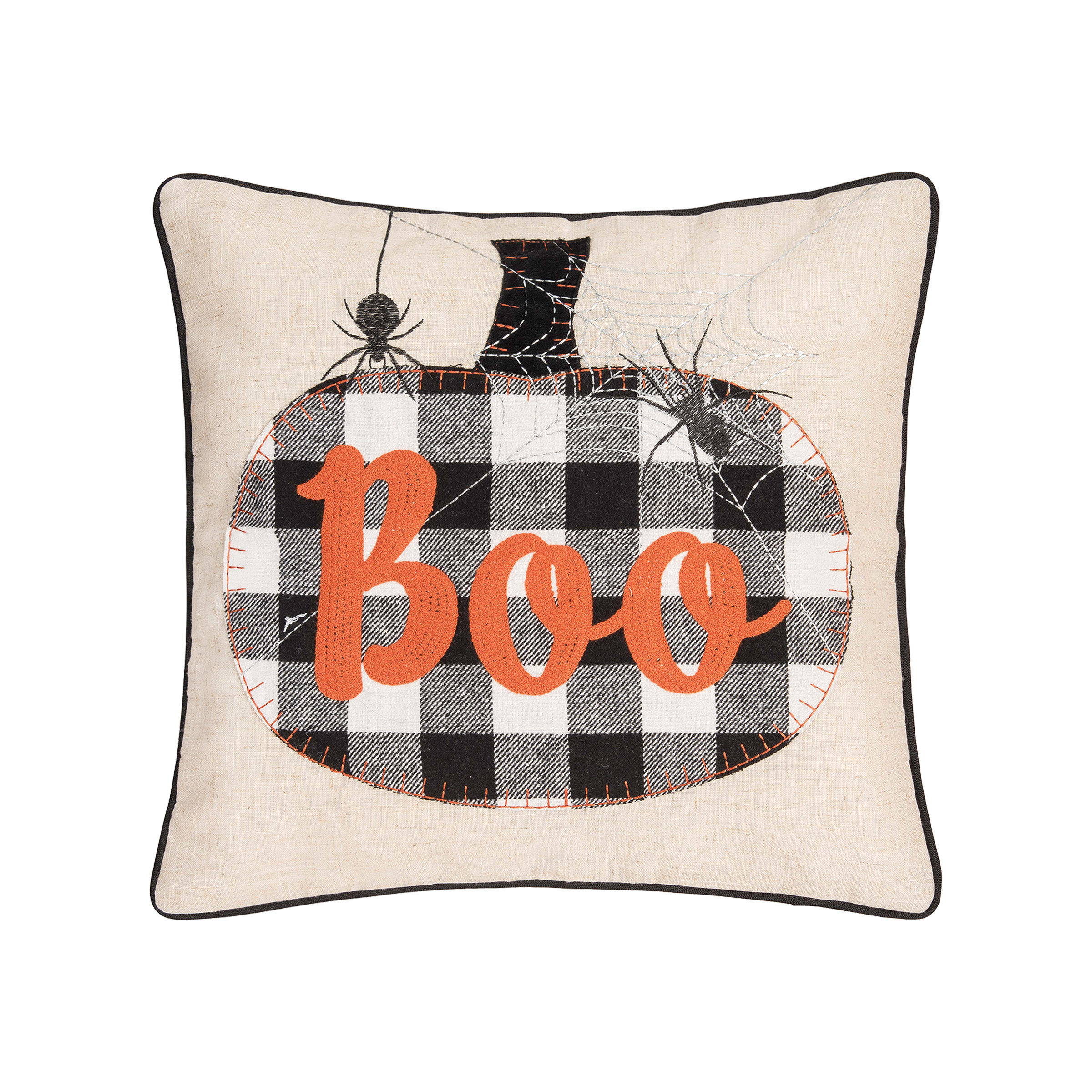 C&F Home Franklin Black Boo Chain Stitch Halloween Throw Pillow | Wayfair