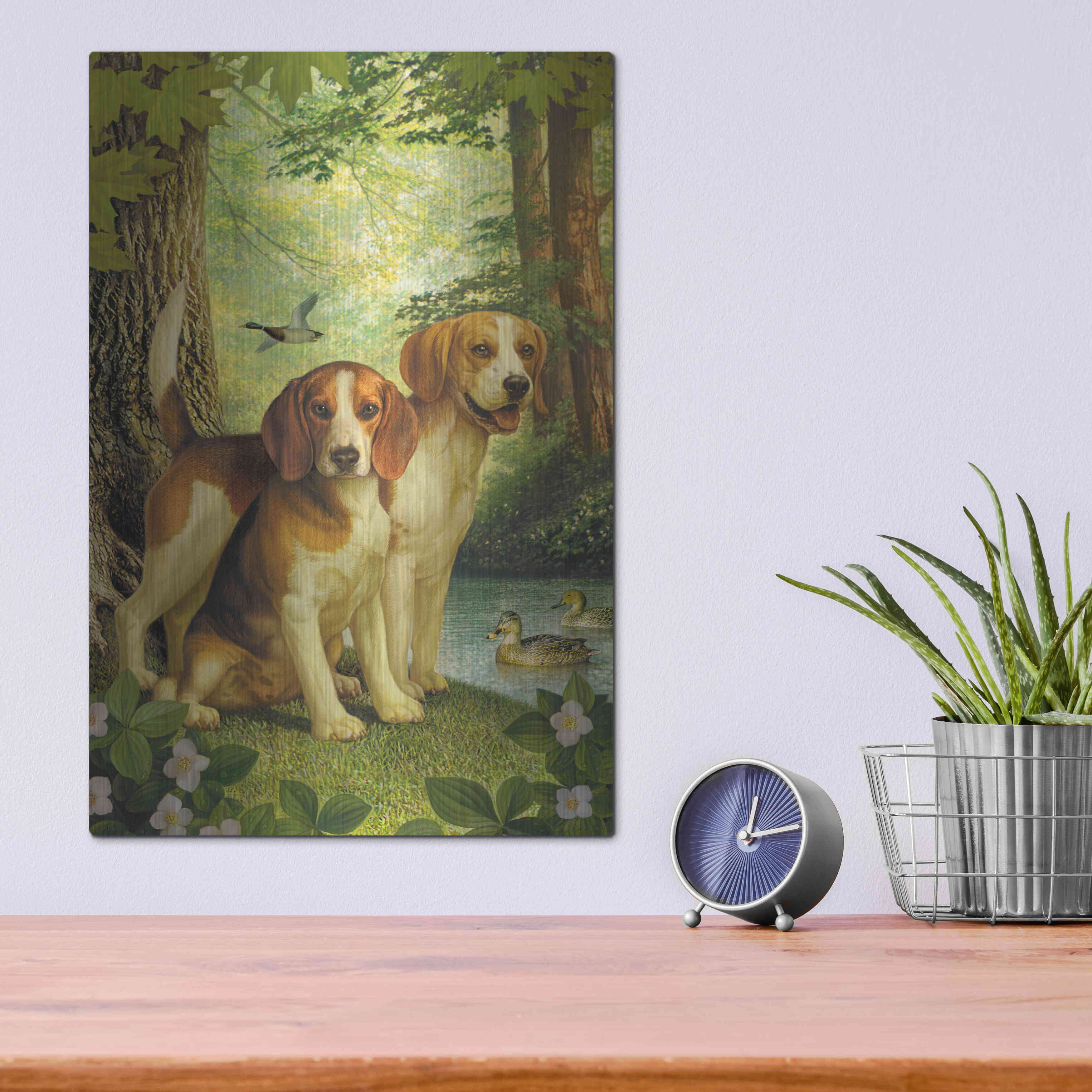 August Grove® Beagles And Duck' by Dan Craig, Metal Wall Art | Wayfair