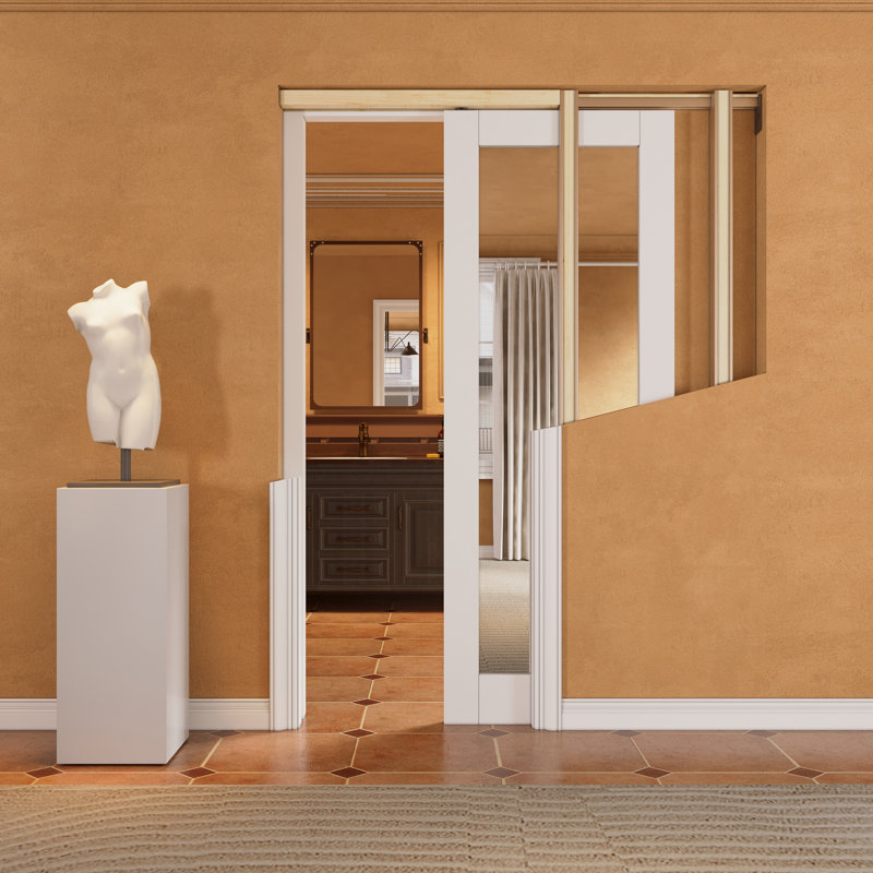 ARK DESIGN Interior mirrored Pocket Doors White Sliding Door With ...