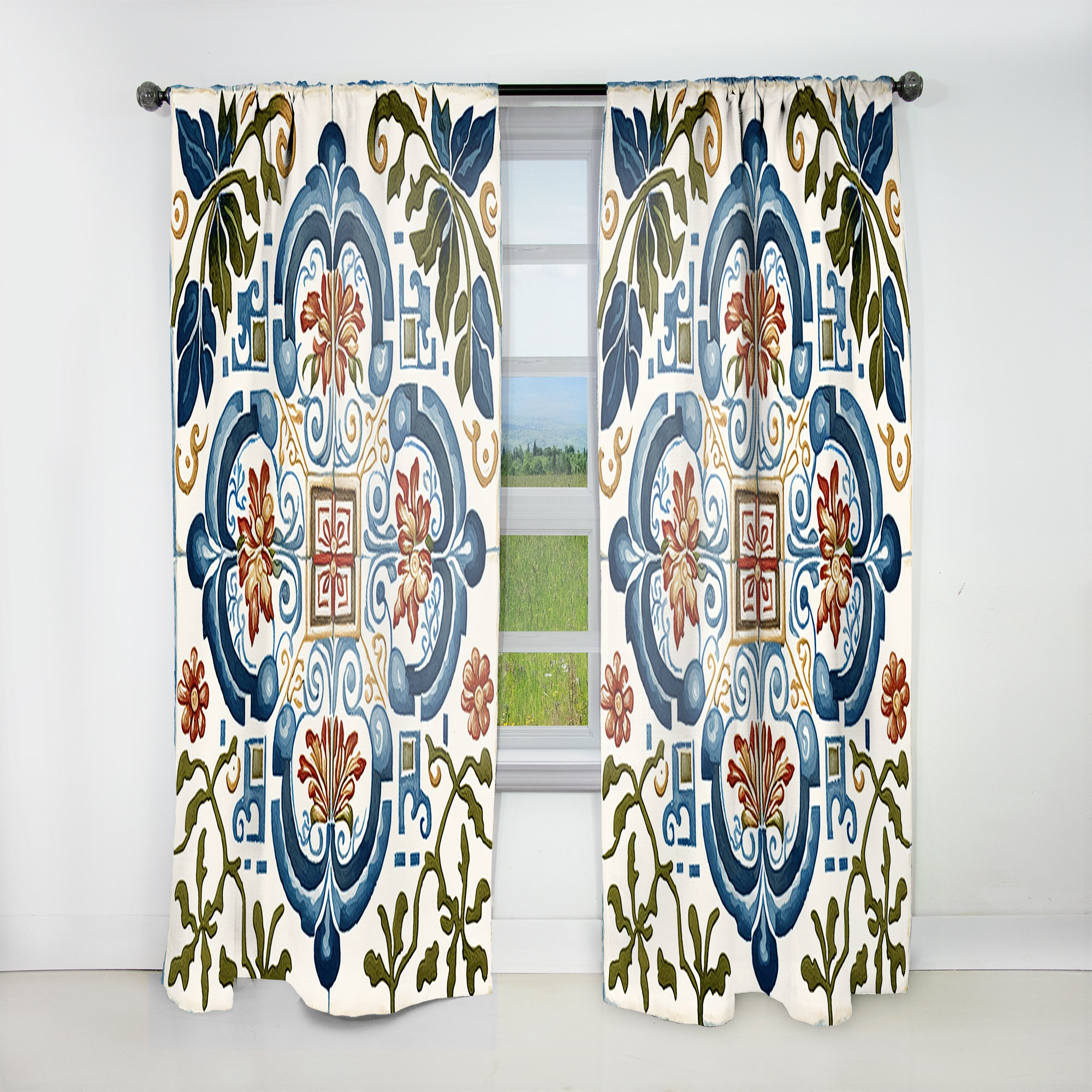 Design Art Mediterranean Tiles In Retro Blue I - Abstract Velvet ...