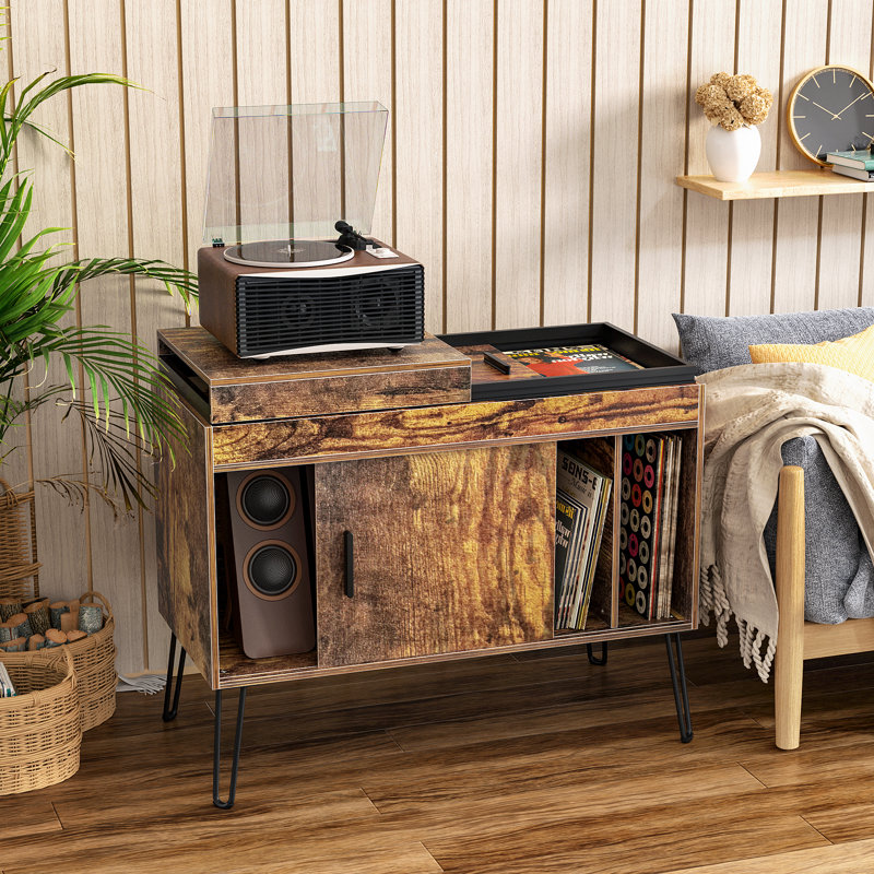 17 Stories 27 "H solid wood pattern wooden record multimedia storage ...