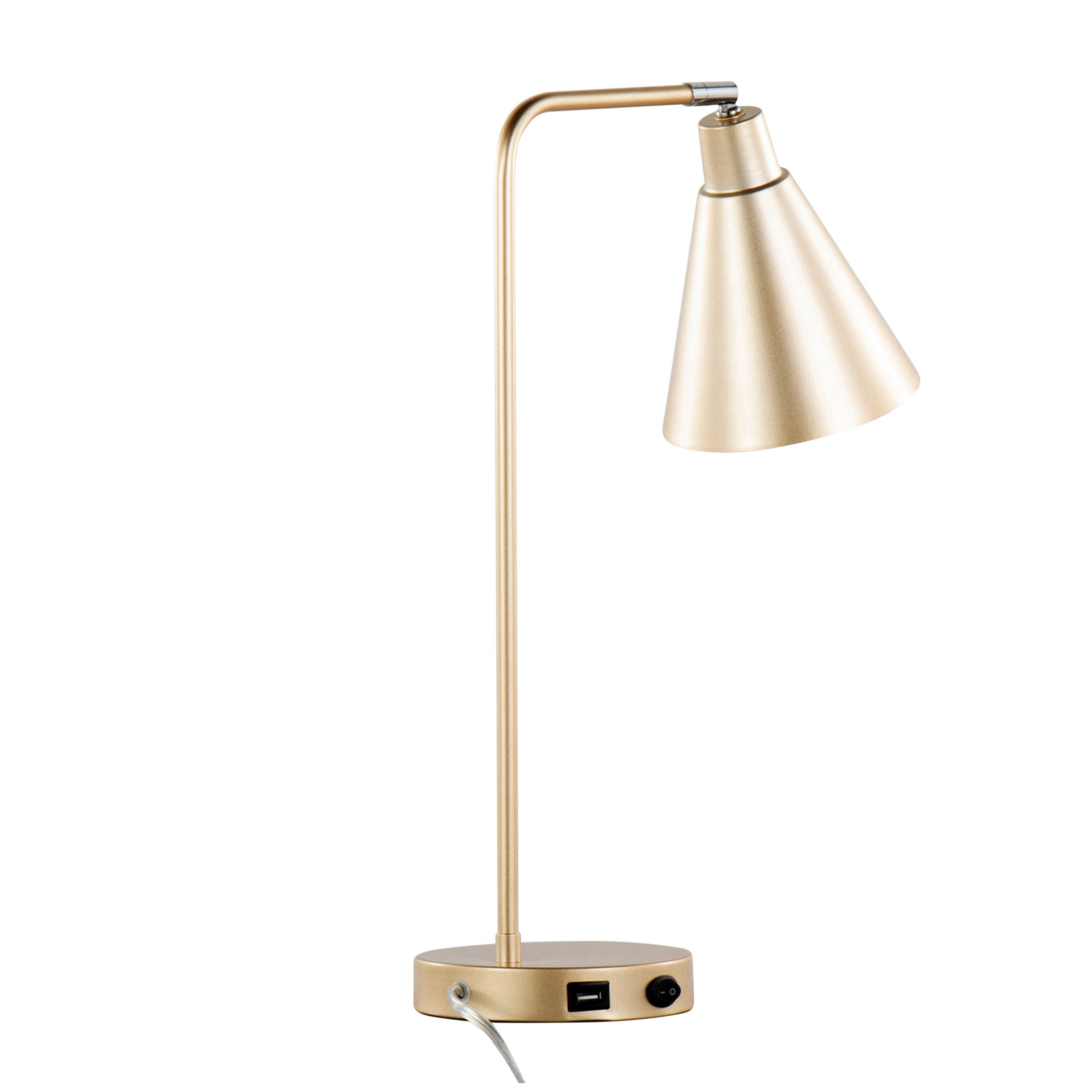 Latitude Run® Pix 19" Contemporary Metal Task Lamp in Champagne Gold ...