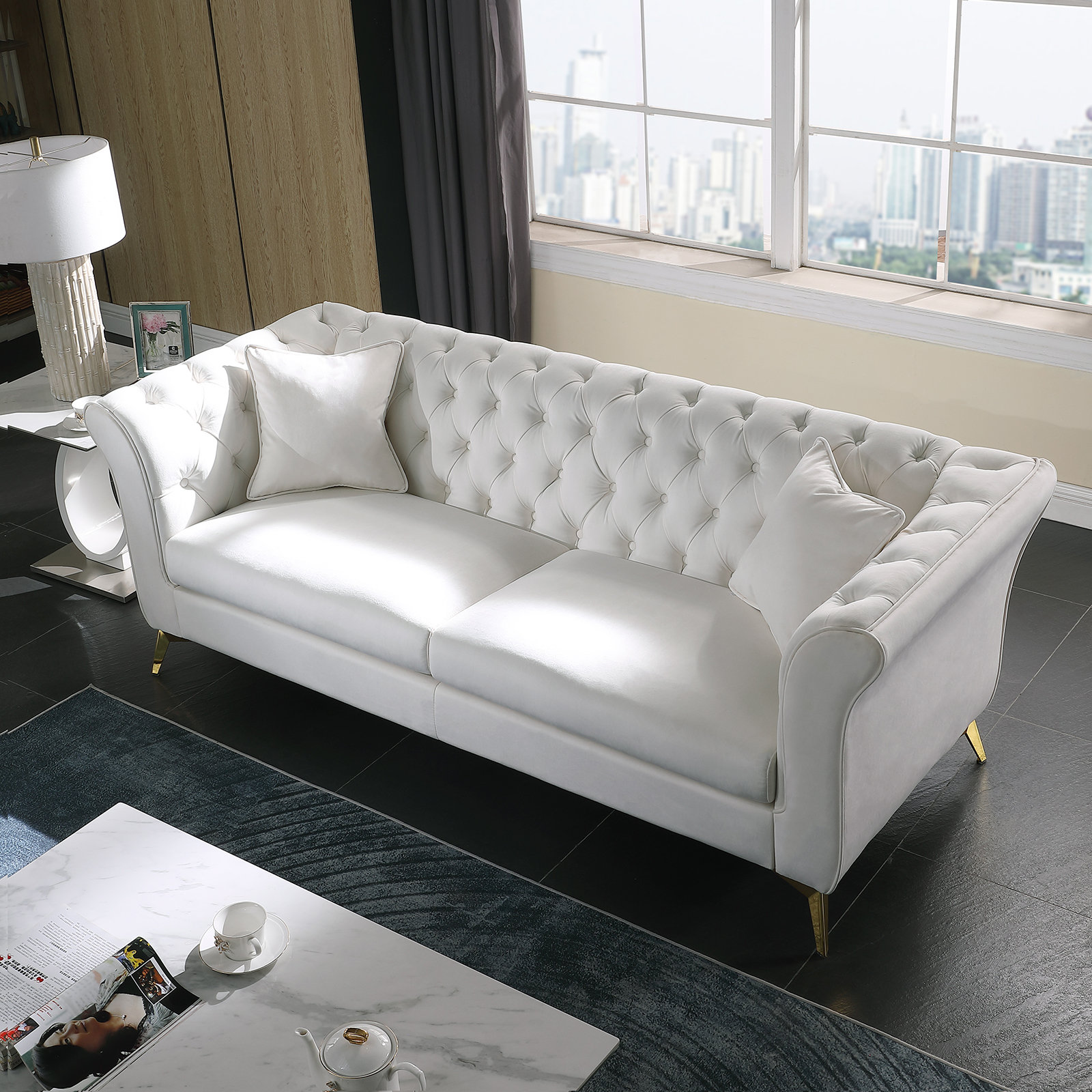 HALLSTATT 87" Oro Chesterfield Sofa with Flared Arms & Reviews | Wayfair