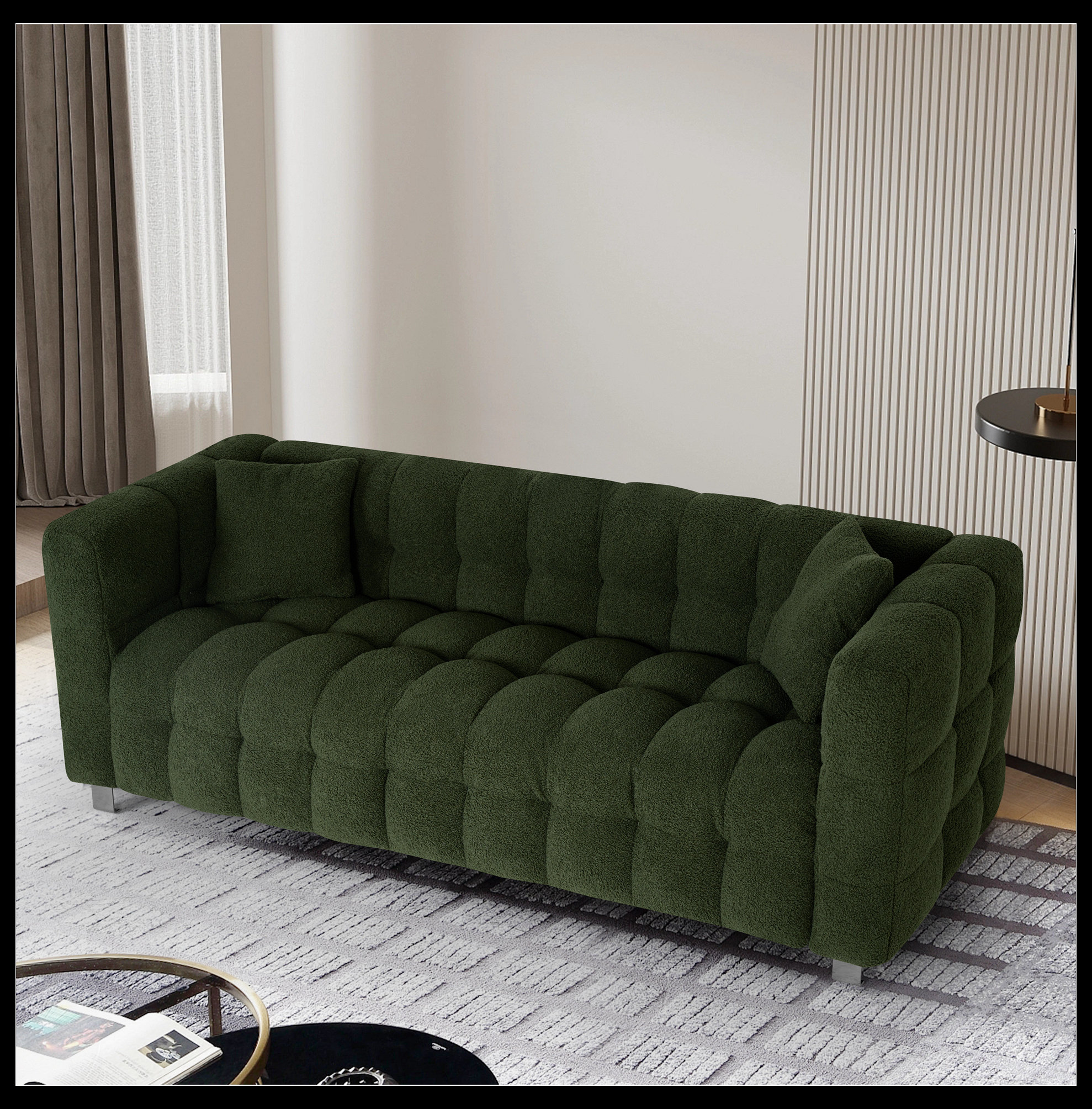 Ivy Bronx Anariya teddy fleece sofa 80 inch discharge in living room ...