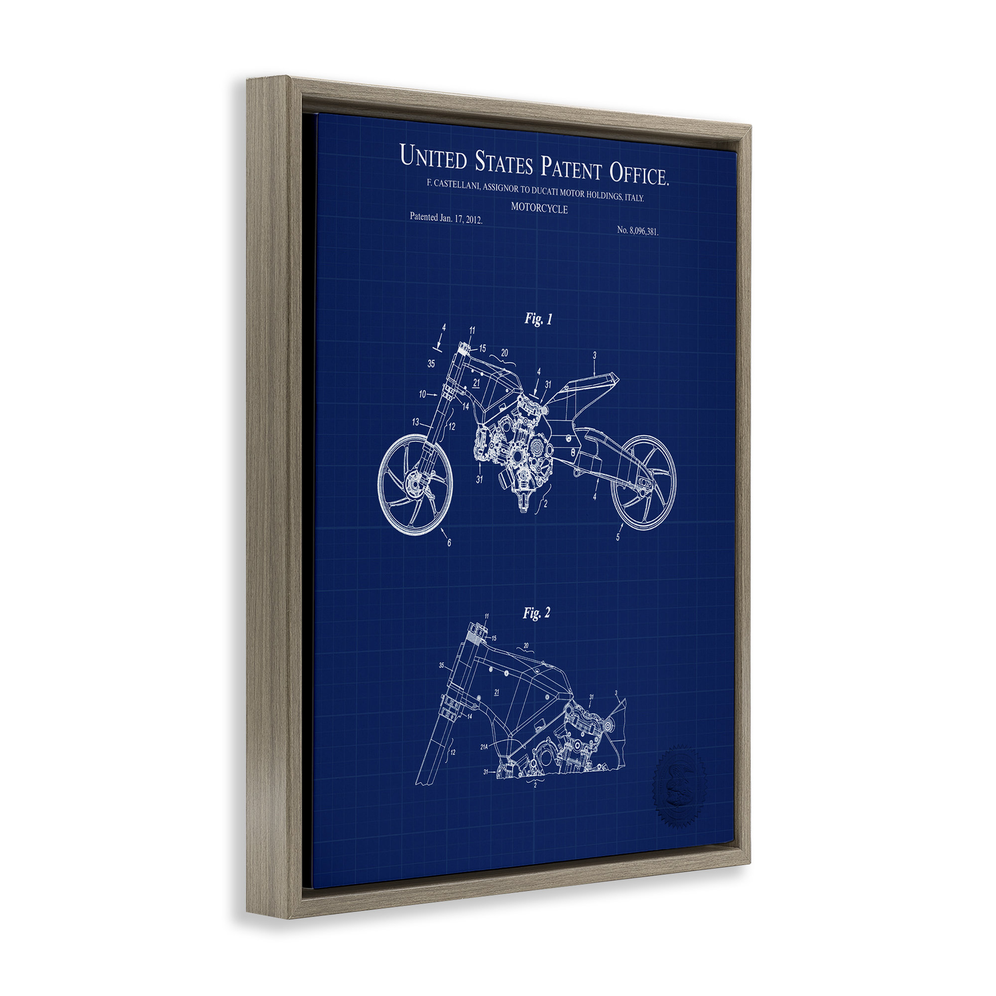 Trinx Motorcycle Patent Blueprint Framed Floater Canvas Wall Art by ...