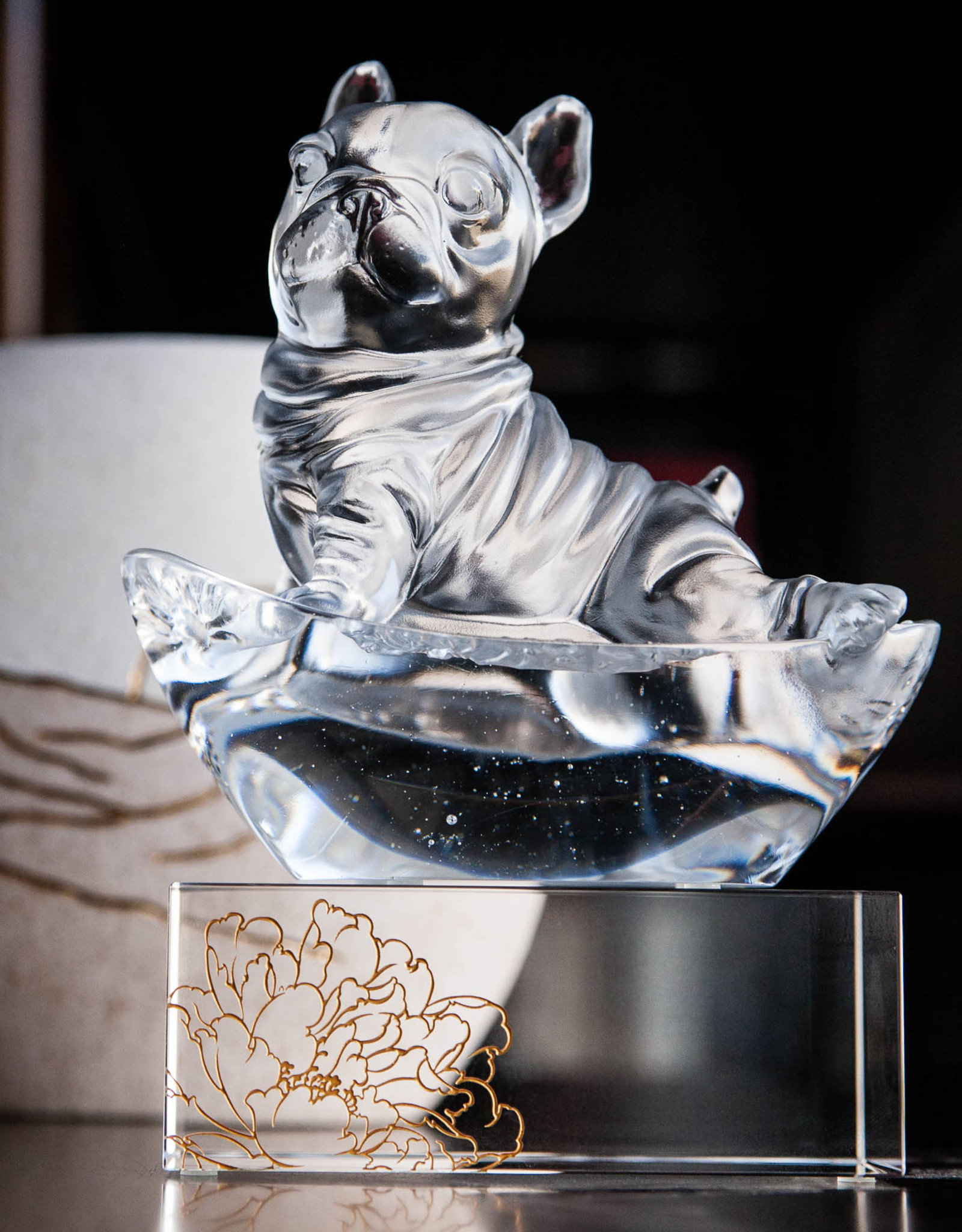 LIULI Crystal Art Liuli Crystal Art Crystal Dog Animal On Chinese Sycee ...