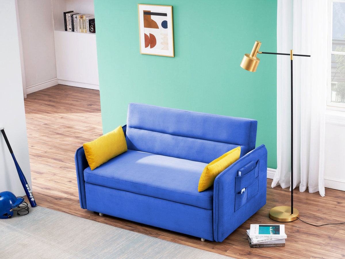 Mercer41 Zelai Modern Sofa Pull Out Bed Cluded 2 Pillows Loveseat Pull ...