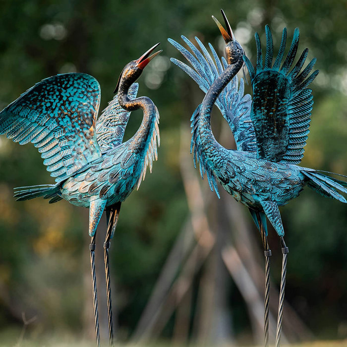 Arlmont & Co. Kalum Birds Metal Garden Statue | Wayfair