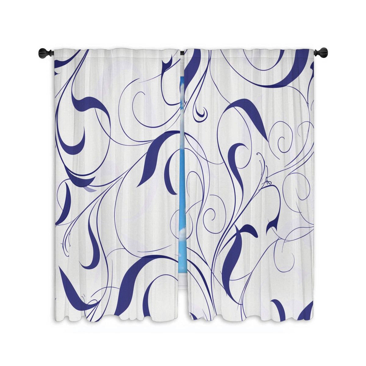 VisionDecor Floral pattern Sheer Window Curtains - 2 Panels-12352 | Wayfair
